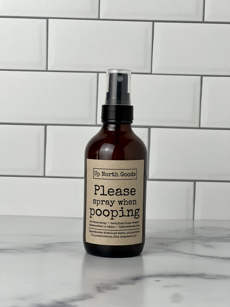 Please Light When Pooping Odor Eliminating Bathroom Spray – Up North Goods